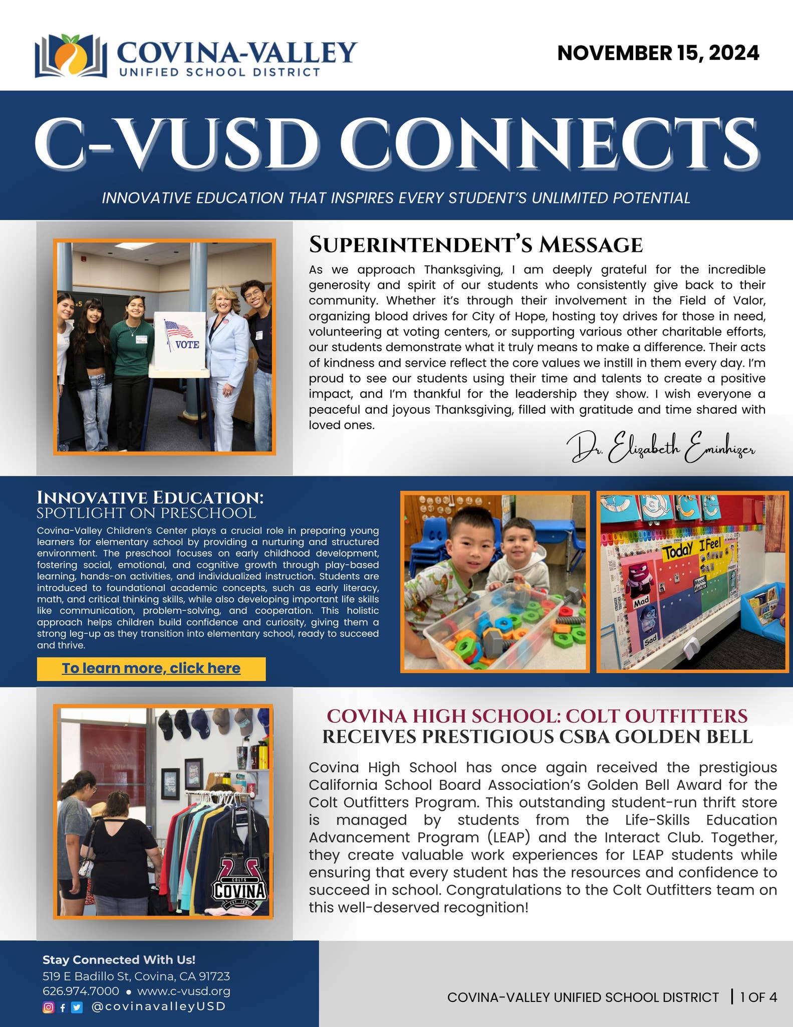 C-VUSD CONNECTS - November 15, 2024 by Covina-Valley Unified School ...
