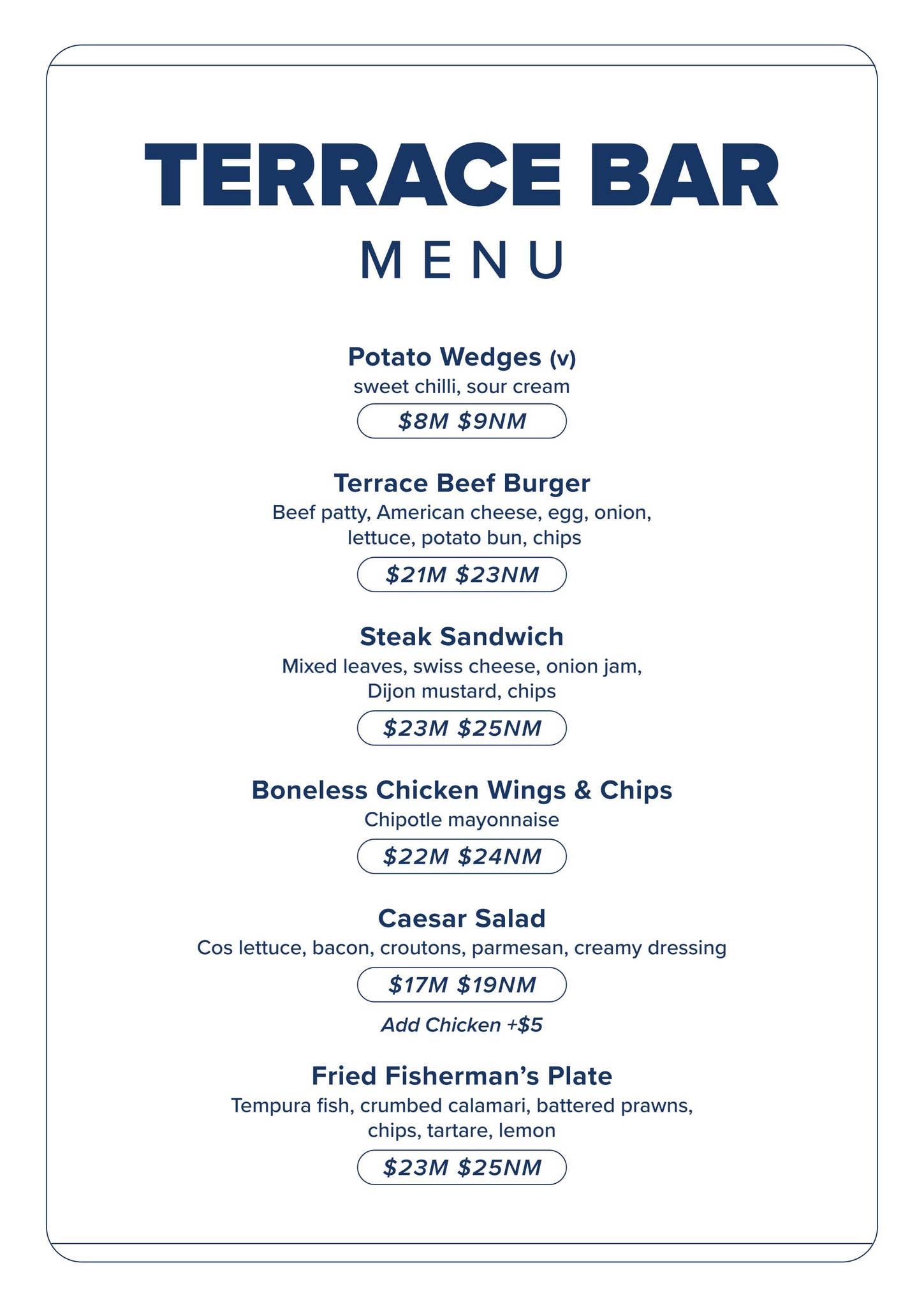 Terrace Bar Menu by Bankstown Sports Club - Issuu