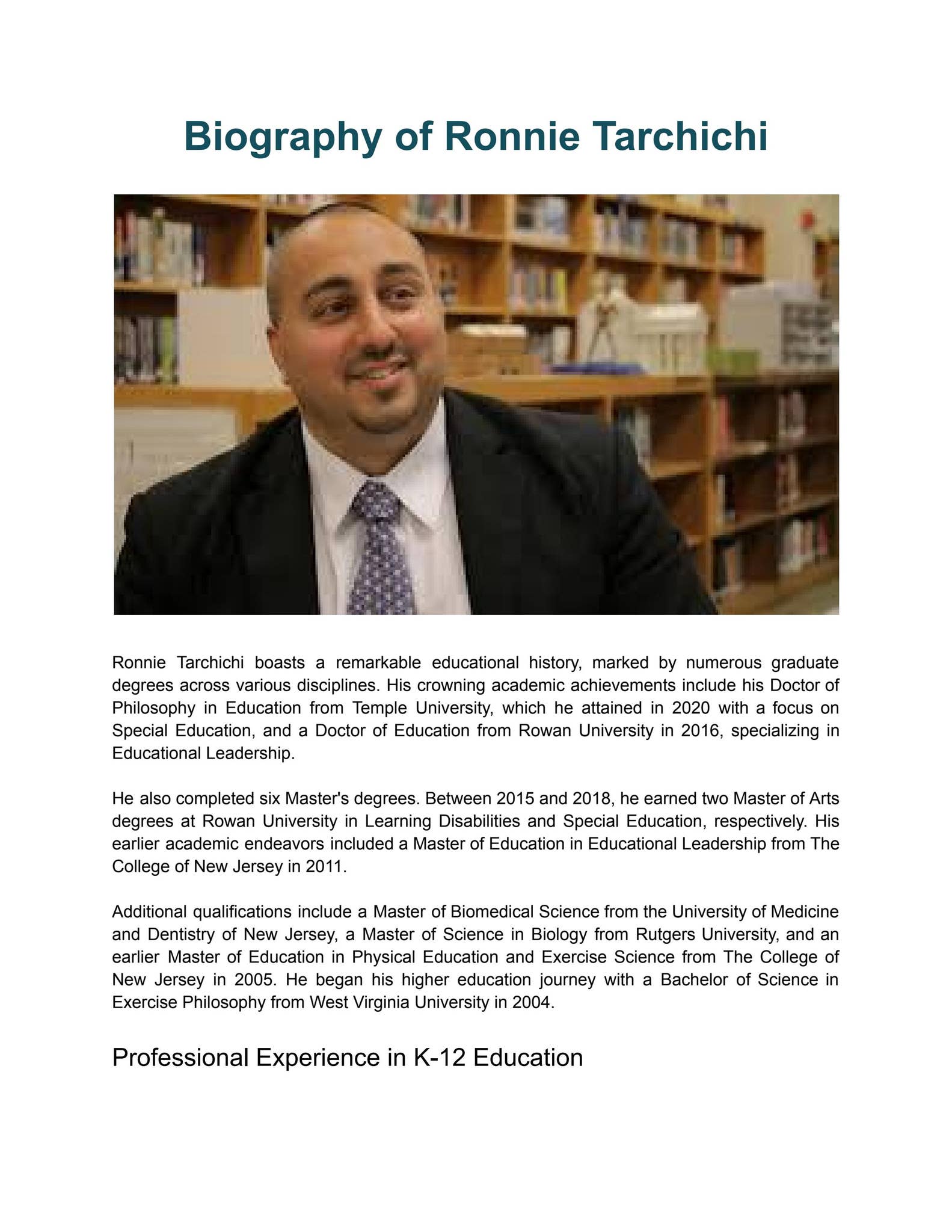 Biography of Ronnie Tarchichi by Ronnie Tarchichi - Issuu