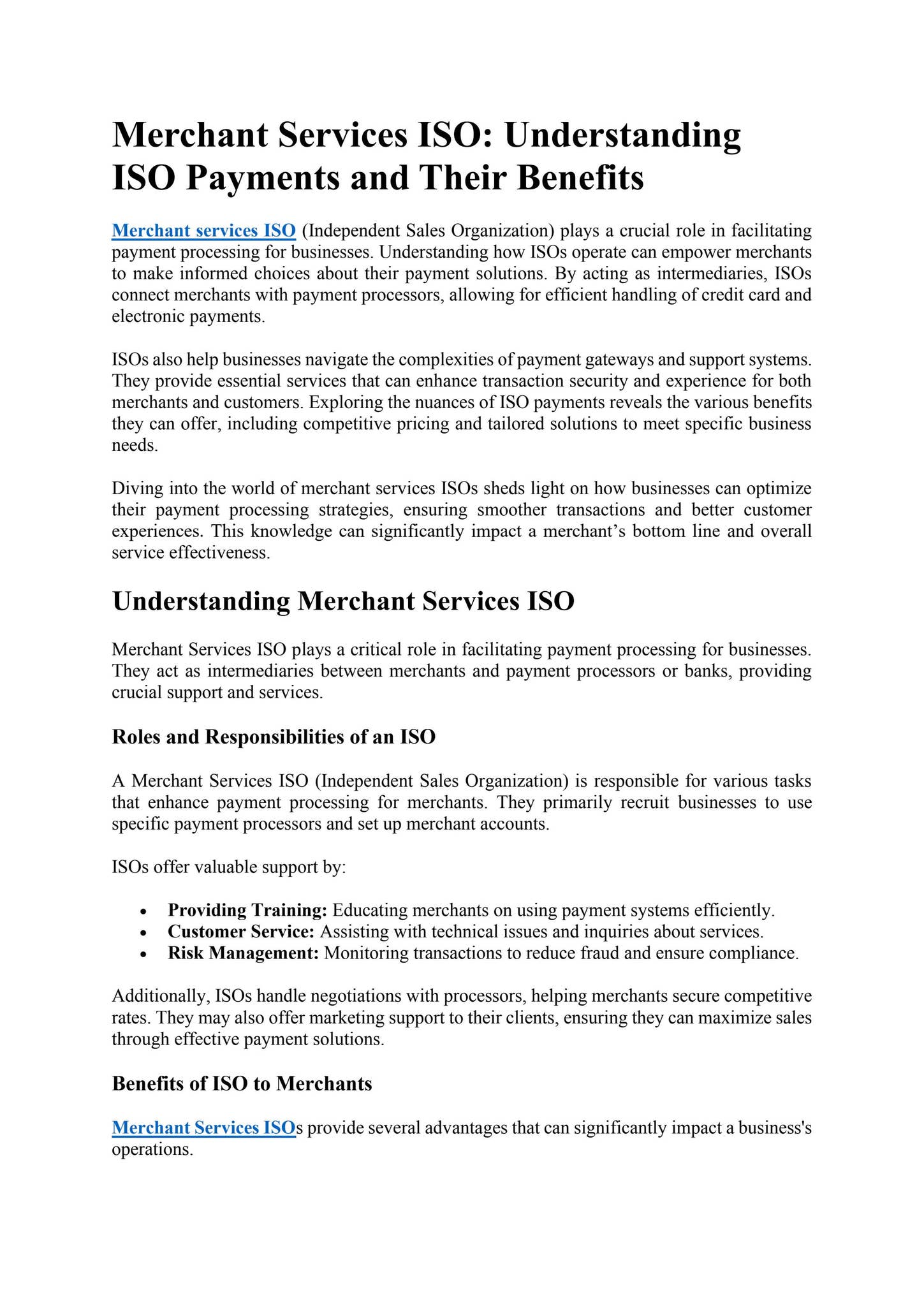 Merchant Services ISO Understanding ISO Payments and Their Benefits by ...