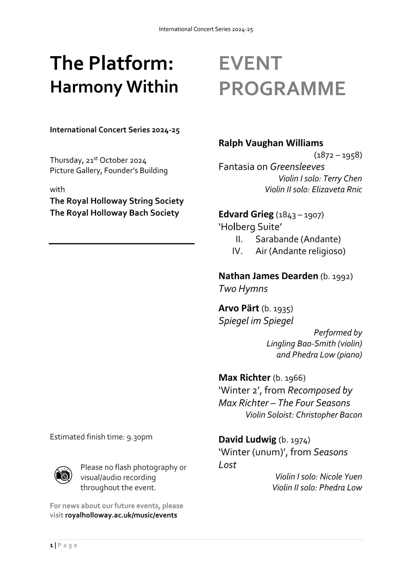 The Platform: Harmony Within - 21 November 2024 - Event Programme by ...
