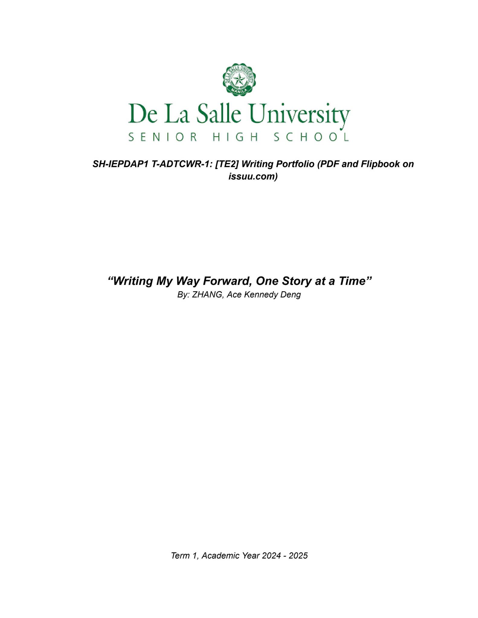 [TE2] Writing Portfolio (PDF and Flipbook on issuu.com) by Ace Kennedy Zhang - Issuu