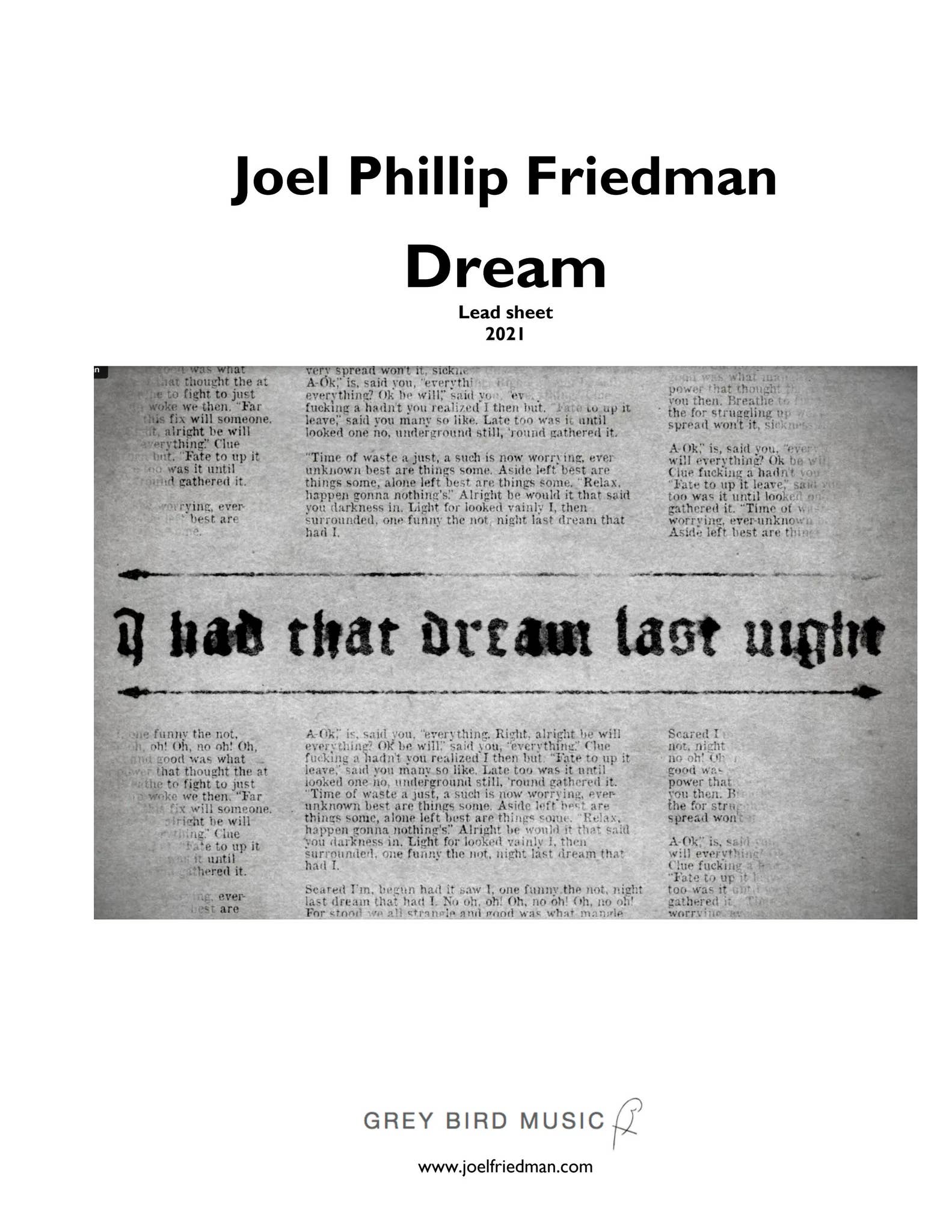 Dream lead sheet by Joel Phillip Friedman - Issuu