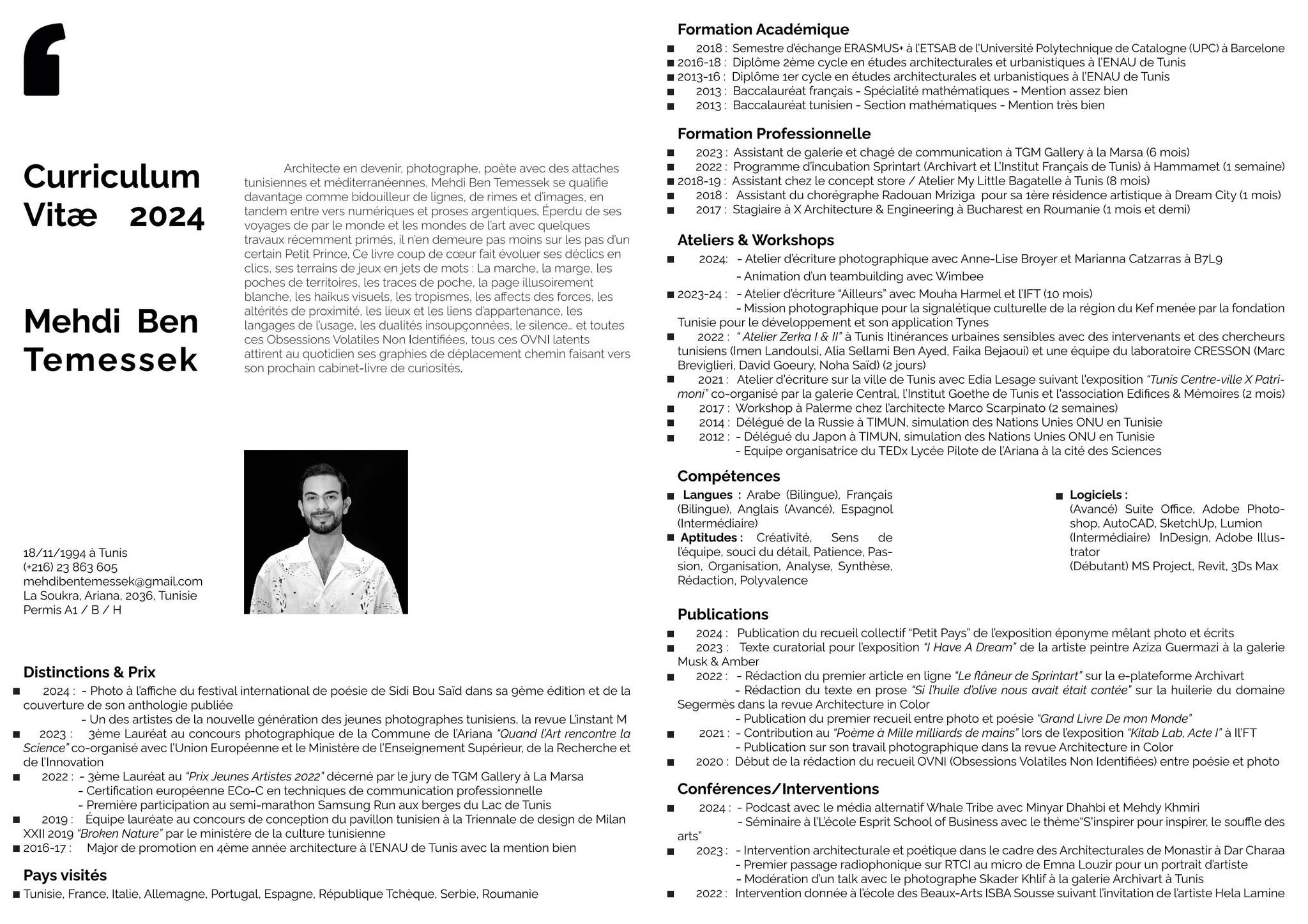 Mehdi Ben Temessek - Curriculum Vitæ FR 2024 by Mehdi Ben Temessek - Issuu