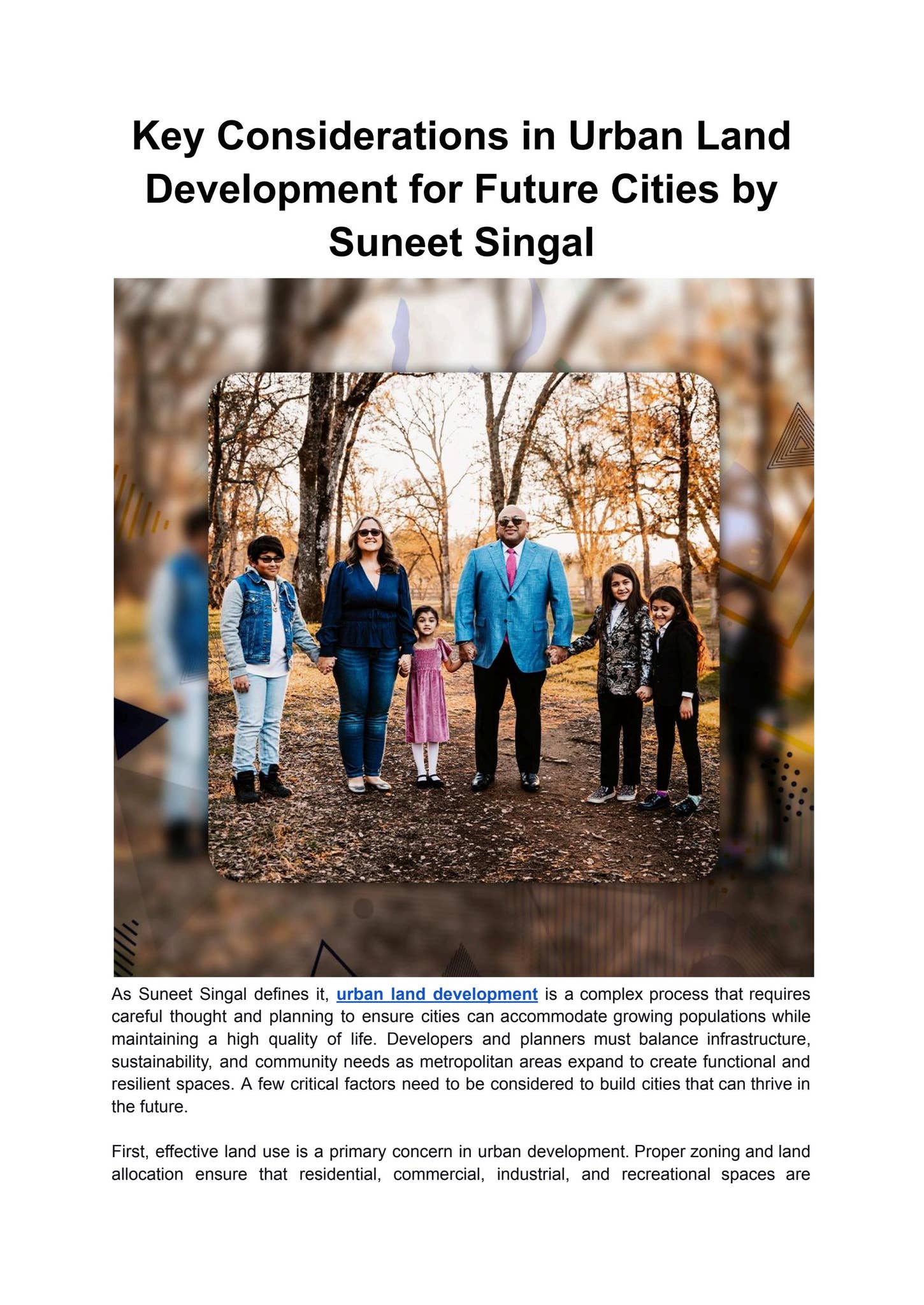 Key Considerations in Urban Land Development for Future Cities by ...