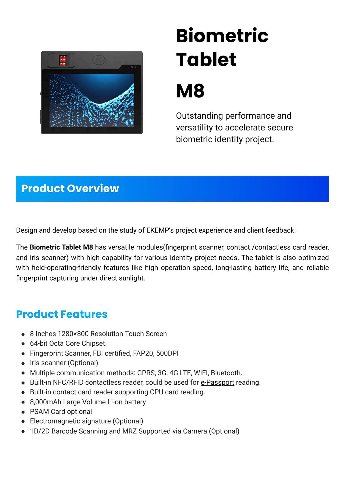 M8 Biometric Tablet with Fingerprint Scanner by EKEMP Biometric ...