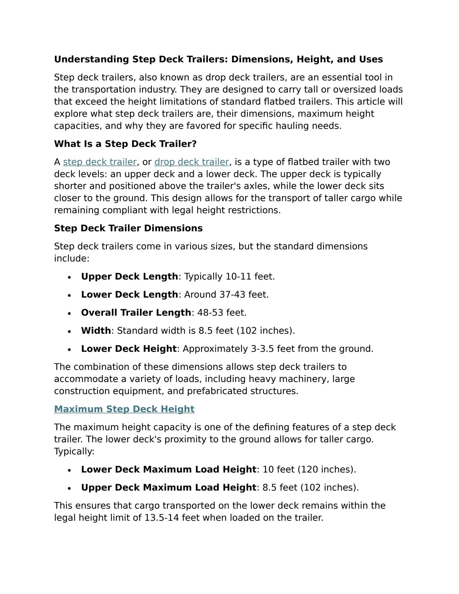 Understanding Step Deck Trailers Dimensions, Height, and Uses by Over ...