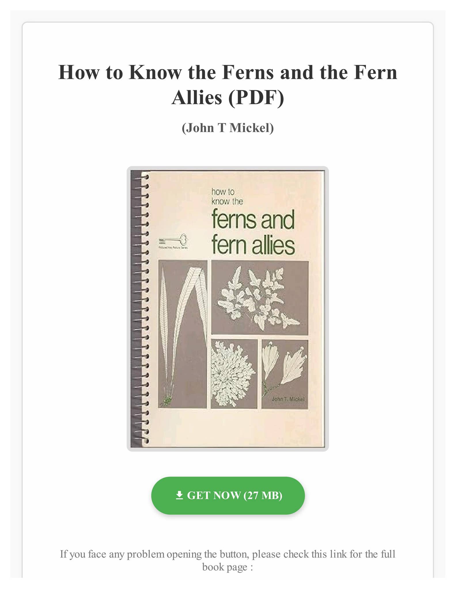 Ebook How to Know the Ferns and the Fern Allies by John T Mickel by ...
