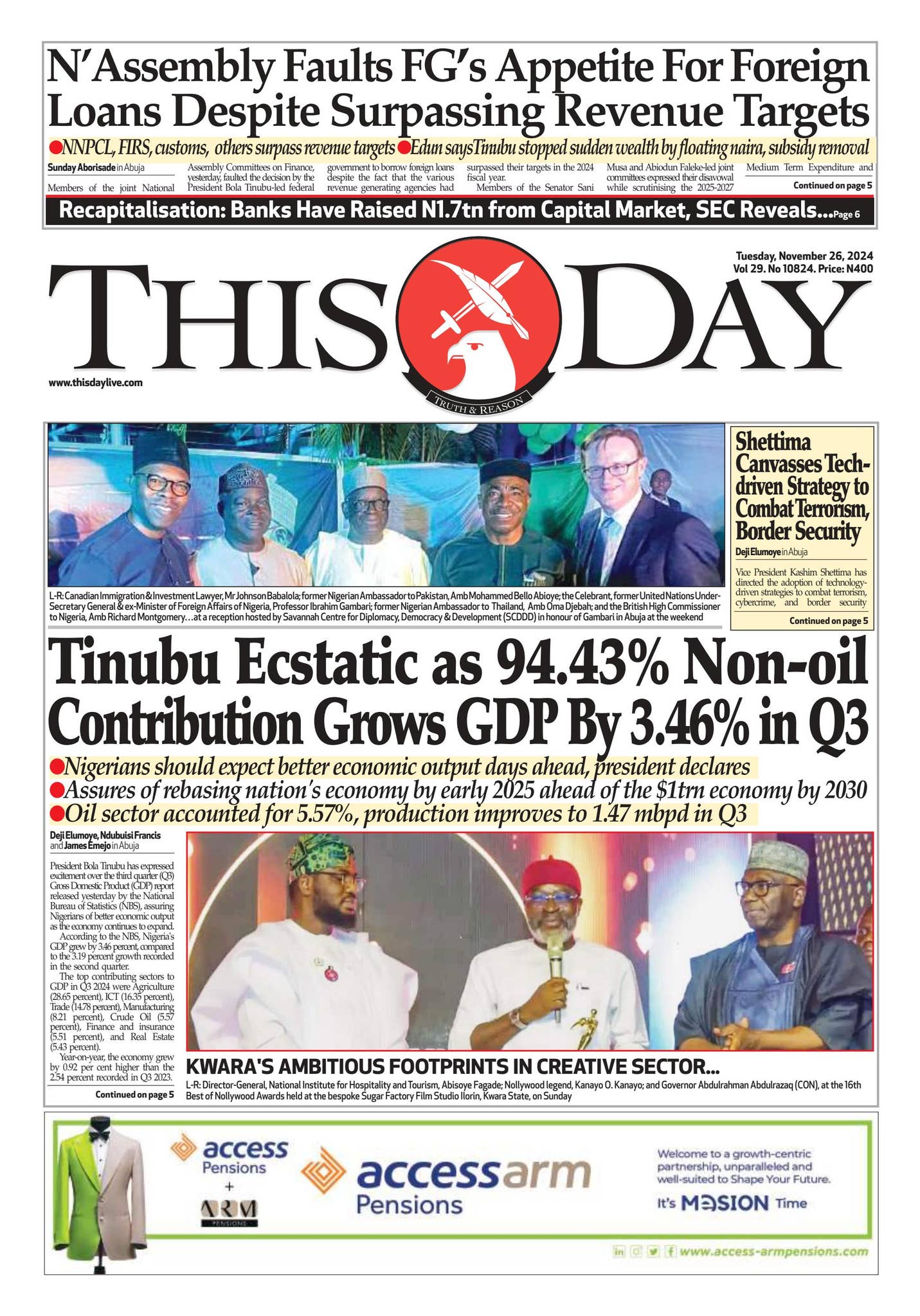 TUESDAY 26TH NOVEMBER 2024 by THISDAY Newspapers Ltd - Issuu