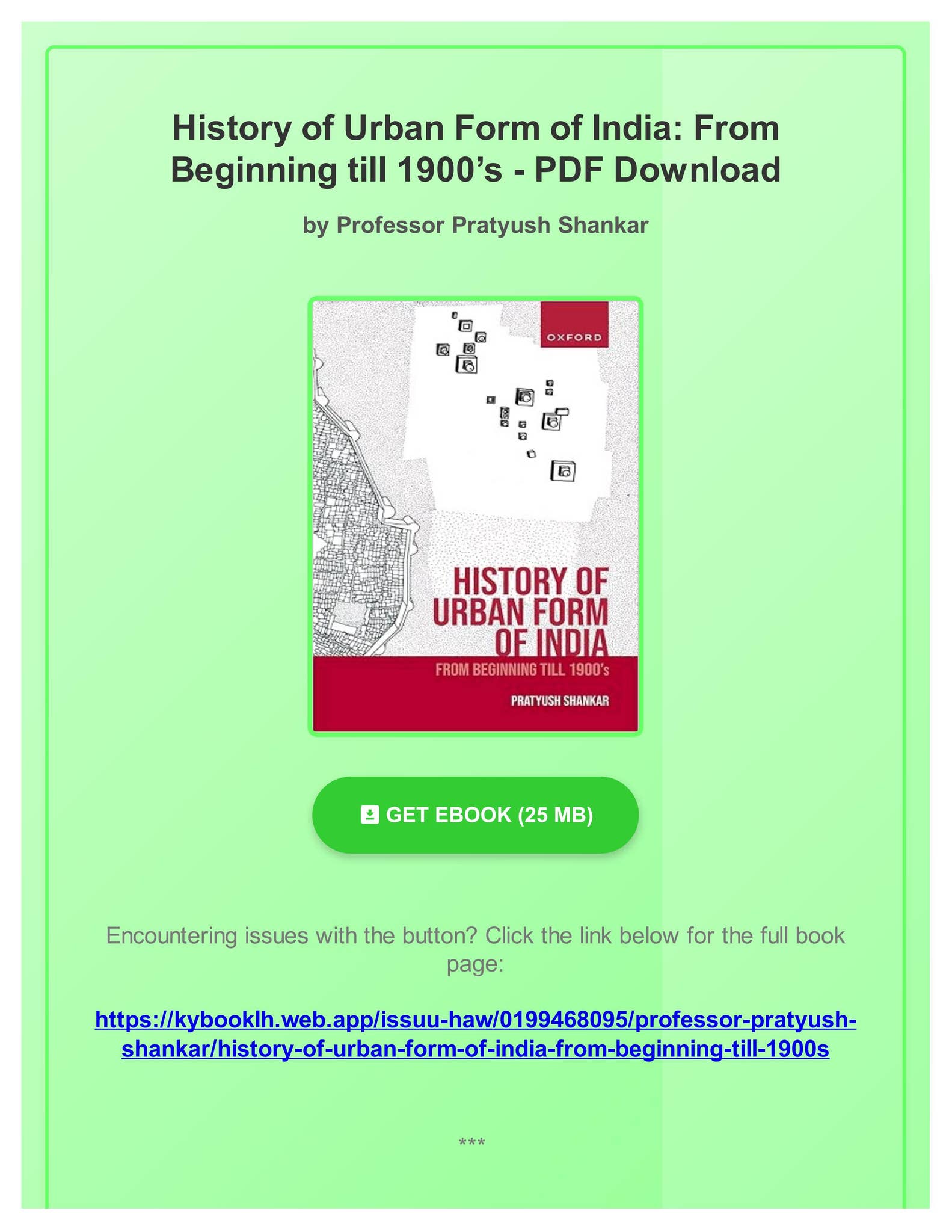 PDF History of Urban Form of India: From Beginning till 1900’s by ...