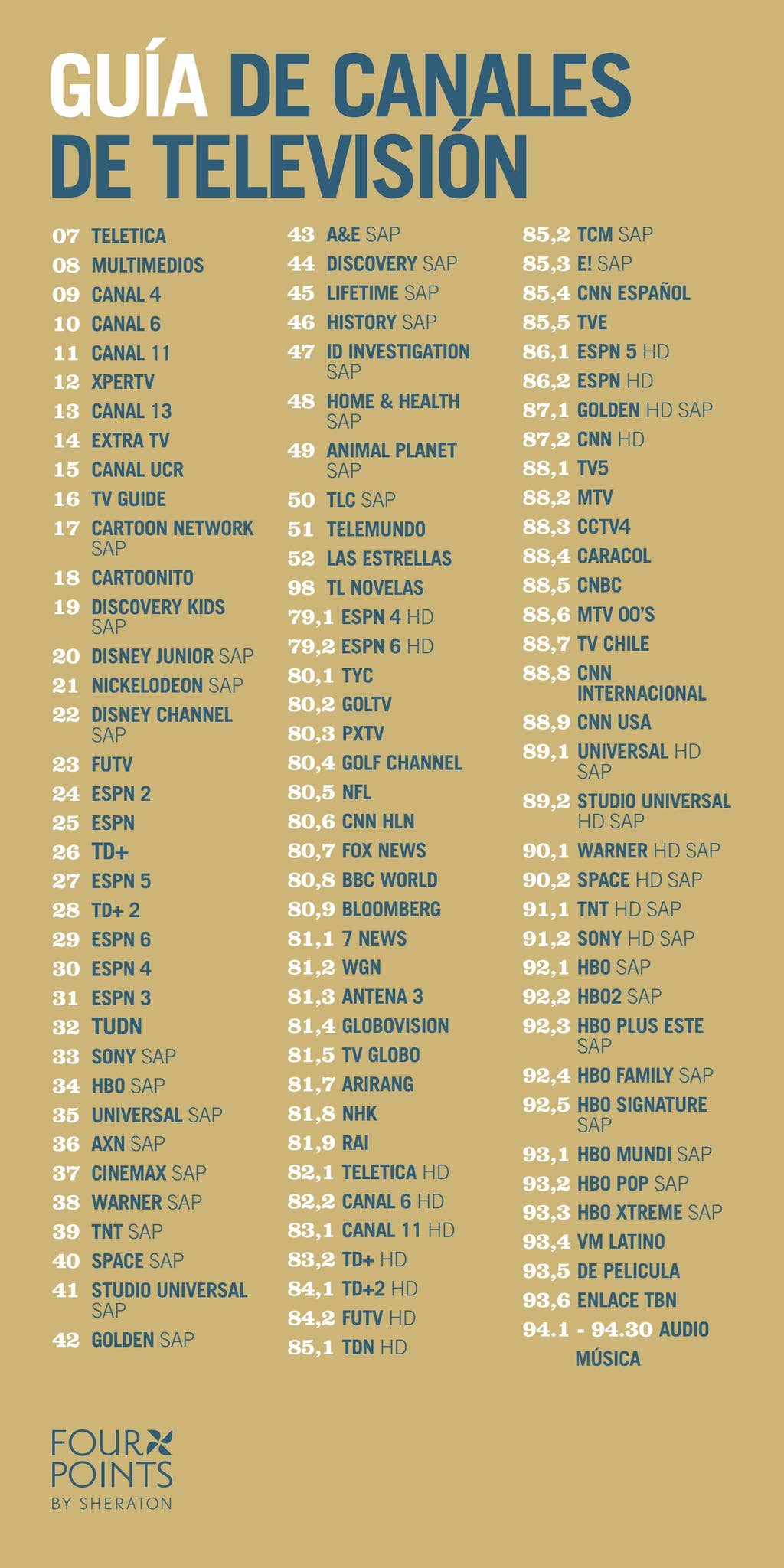Four Points San José, Guía de canales by realhr - Issuu