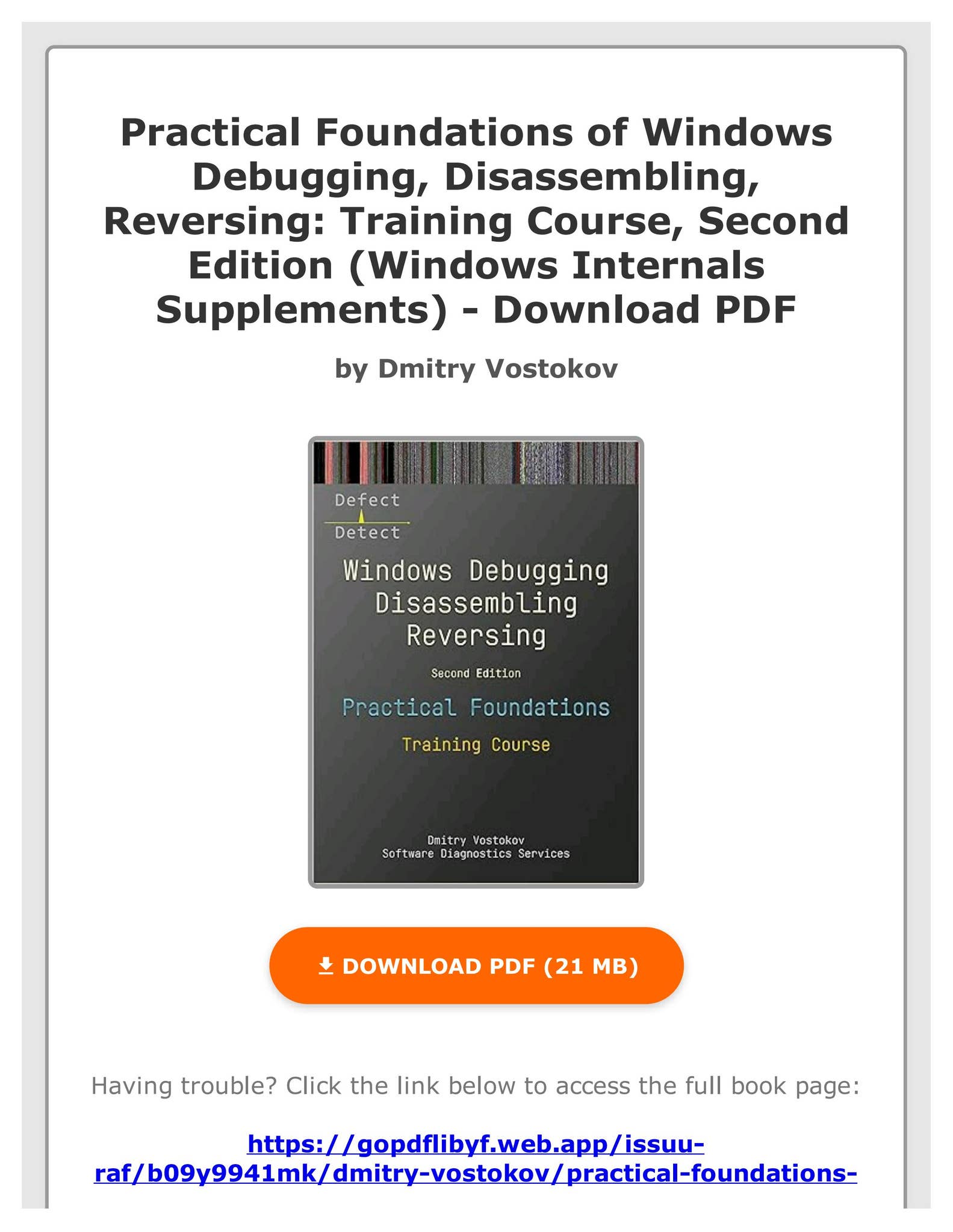 (Free Pdf) Practical Foundations of Windows Debugging, Disassembling ... (Free Pdf) Practical Foundations of Windows Debugging, Disassembling ...