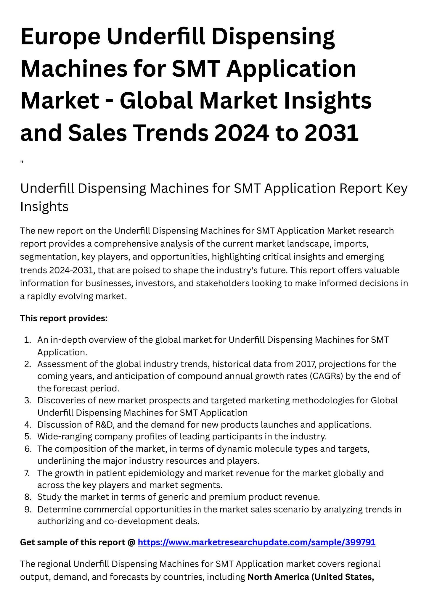 Europe Underfill Dispensing Machines for SMT Application Market - Global Market Insights and ...