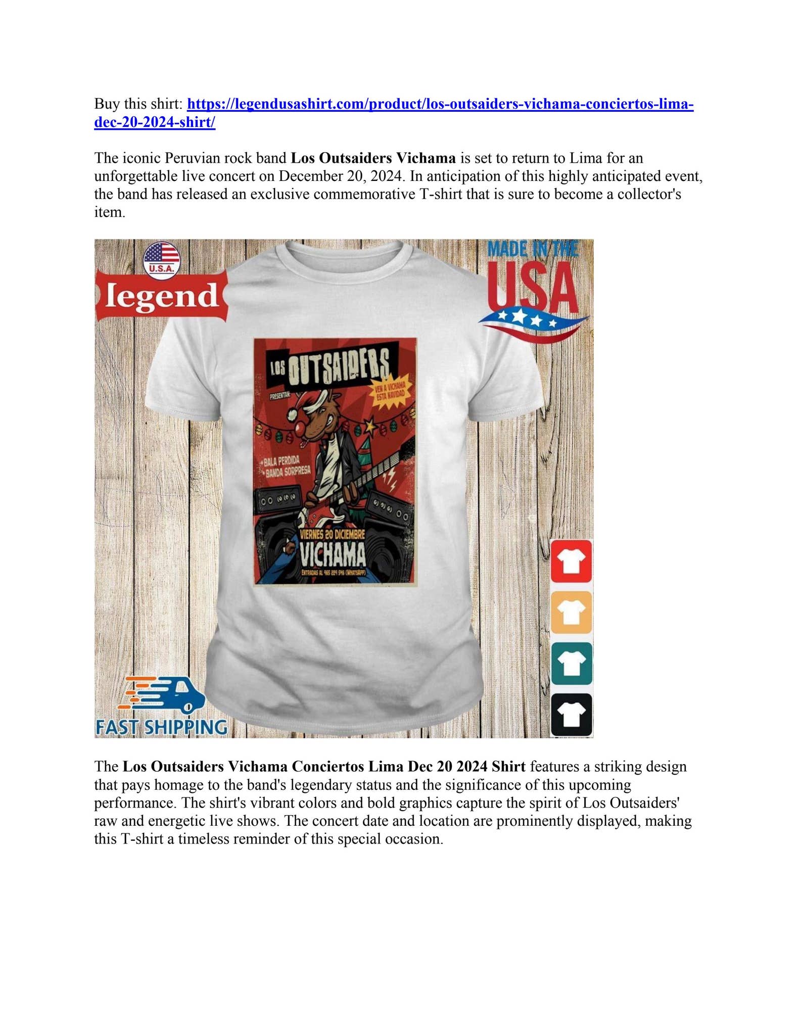 Los Outsaiders Vichama Conciertos Lima Dec 20 2024 Shirt by Heli Tee ...