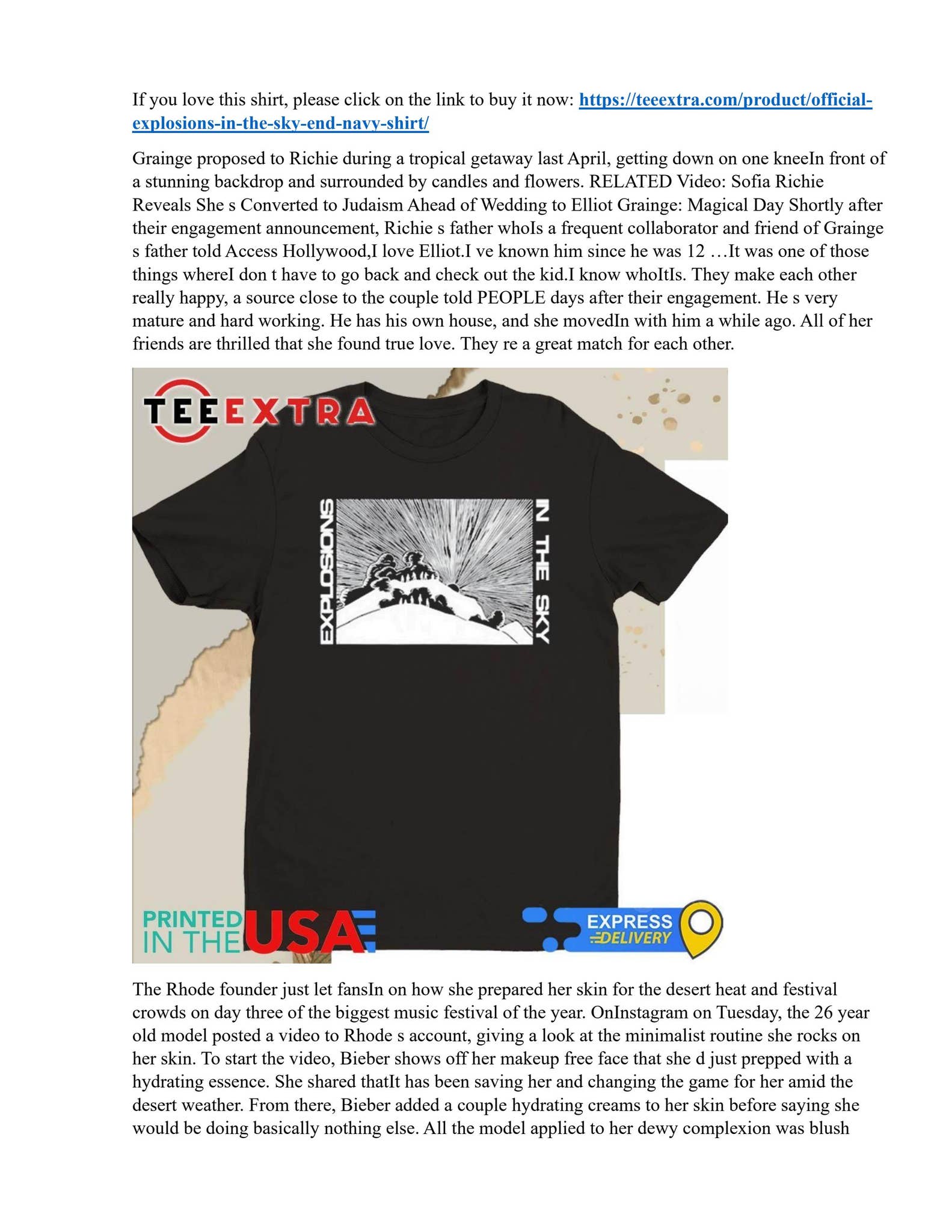 Teeextra - Official Explosions In The Sky End Navy Shirt by Heli Tee ...