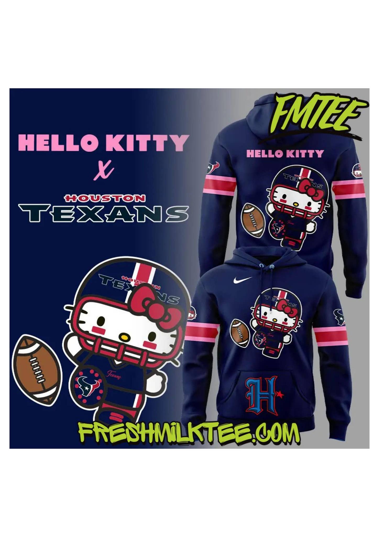 Houston Texans NBA x Hello Kitty Hoodie by Freshmilktee by Freshmilktee ...