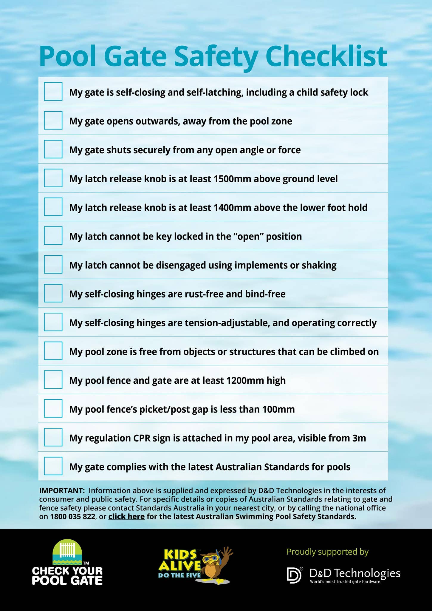 Pool Gate Safety Checklist by D&D Technologies - Issuu
