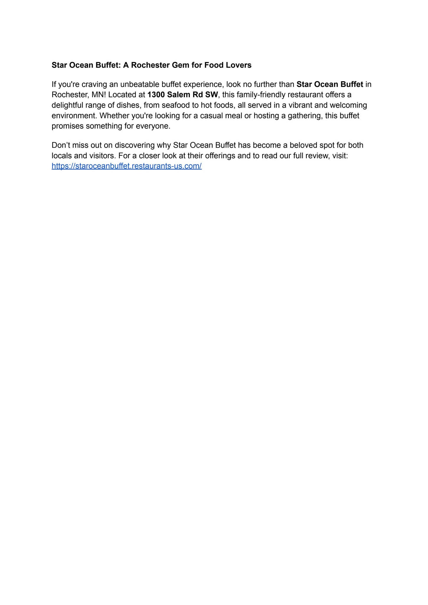Star Ocean Buffet: A Rochester Gem for Food Lovers by resuscom5 - Issuu
