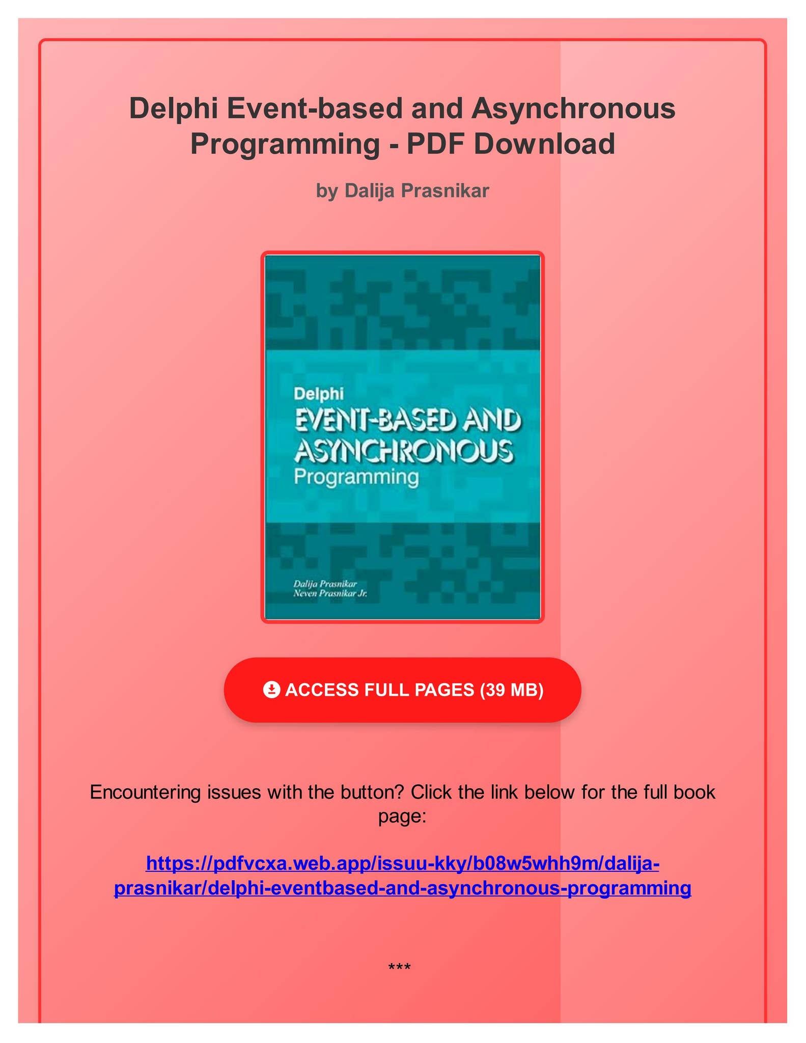 PDF Ebook Delphi Event-based and Asynchronous Programming by Dalija ... PDF Ebook Delphi Event-based and Asynchronous Programming by Dalija ...