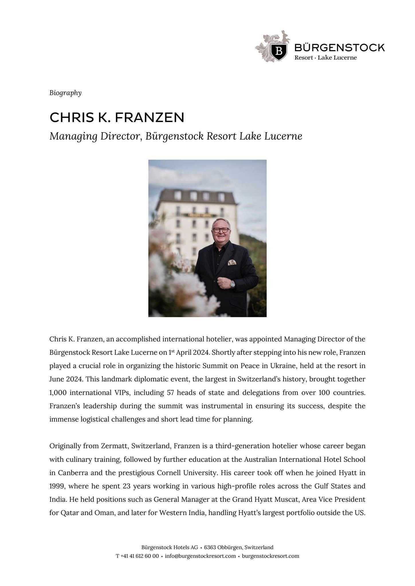 Bio Chris Franzen - EN by Bürgenstock Collection - Issuu