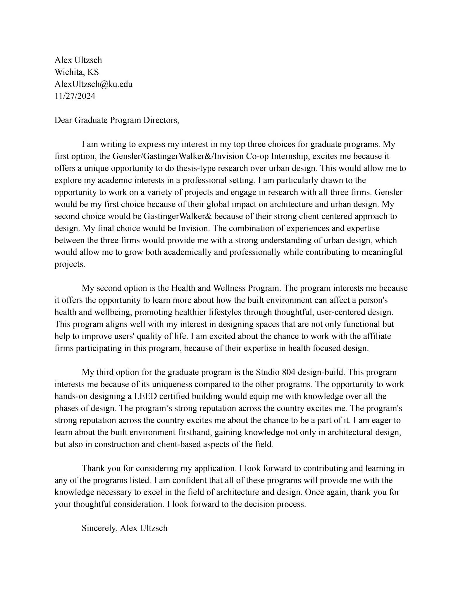 Graduate Application Cover Letter by multzsch - Issuu