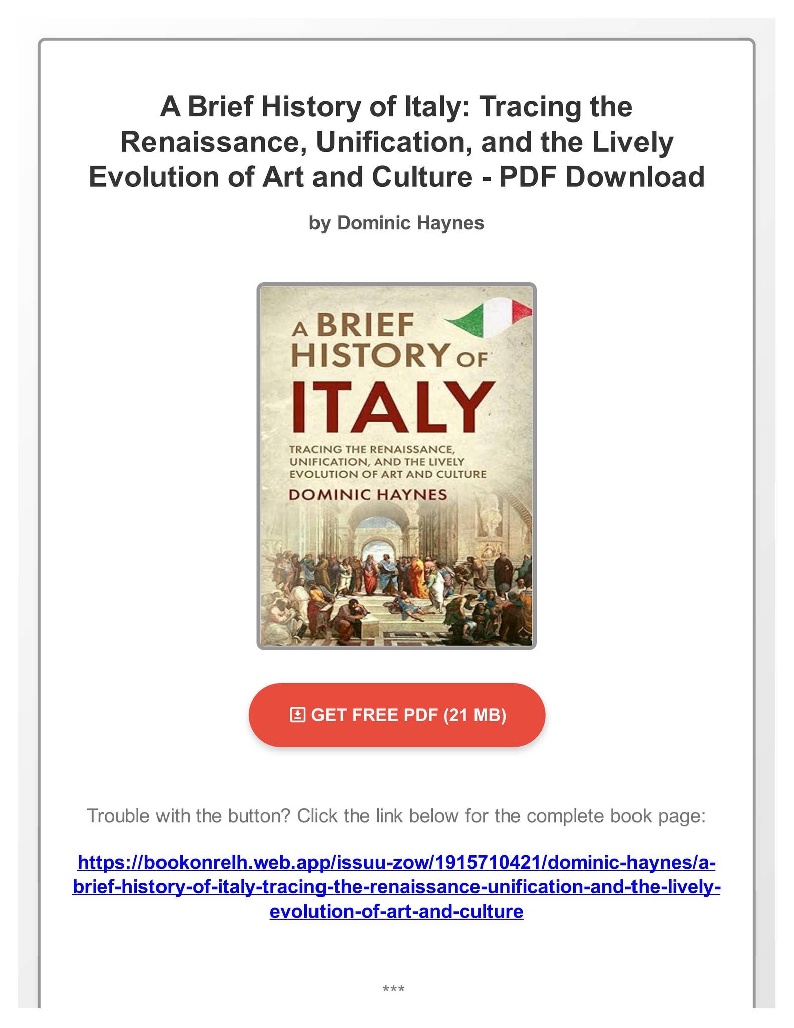 PDF A Brief History of Italy: Tracing the Renaissance, Unification, and ... PDF A Brief History of Italy: Tracing the Renaissance, Unification, and ...