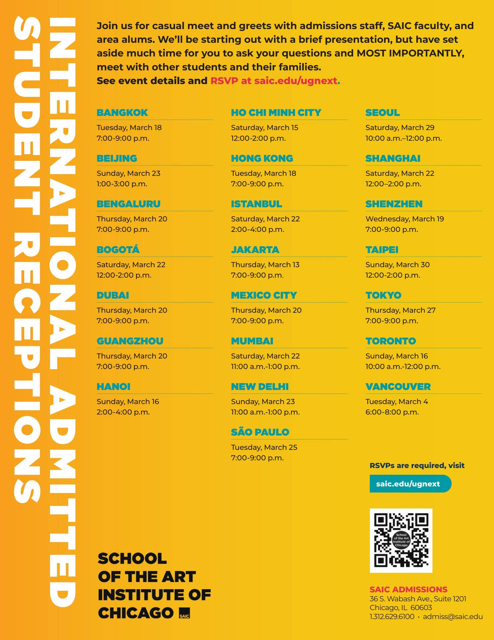 International Admitted Student Receptions 2025 by School of the Art ...