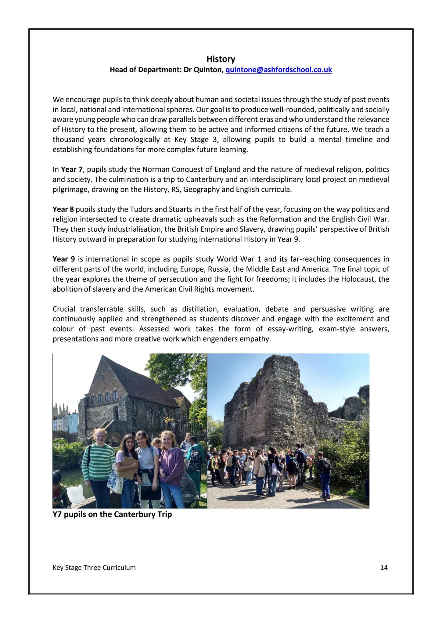 Key Stage Three Curriculum Booklet by AshfordSchool - Issuu