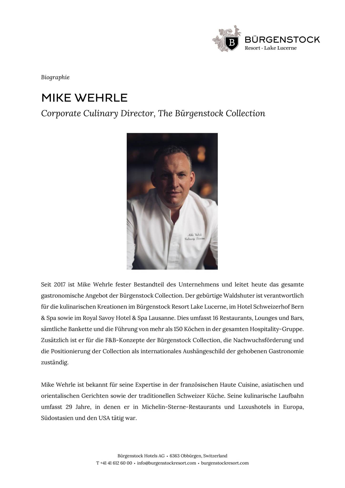 Bio Mike Wehrle - DE by Bürgenstock Collection - Issuu