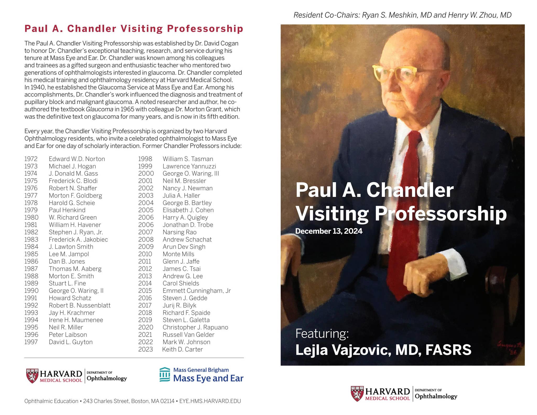 2024 Chandler Visiting Professorship Program by Harvard Ophthalmology ...