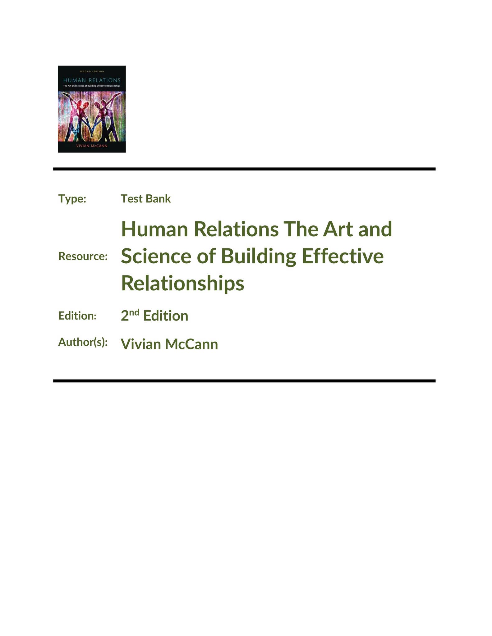 Human Relations The Art and Science of Building Effective Relationships ...