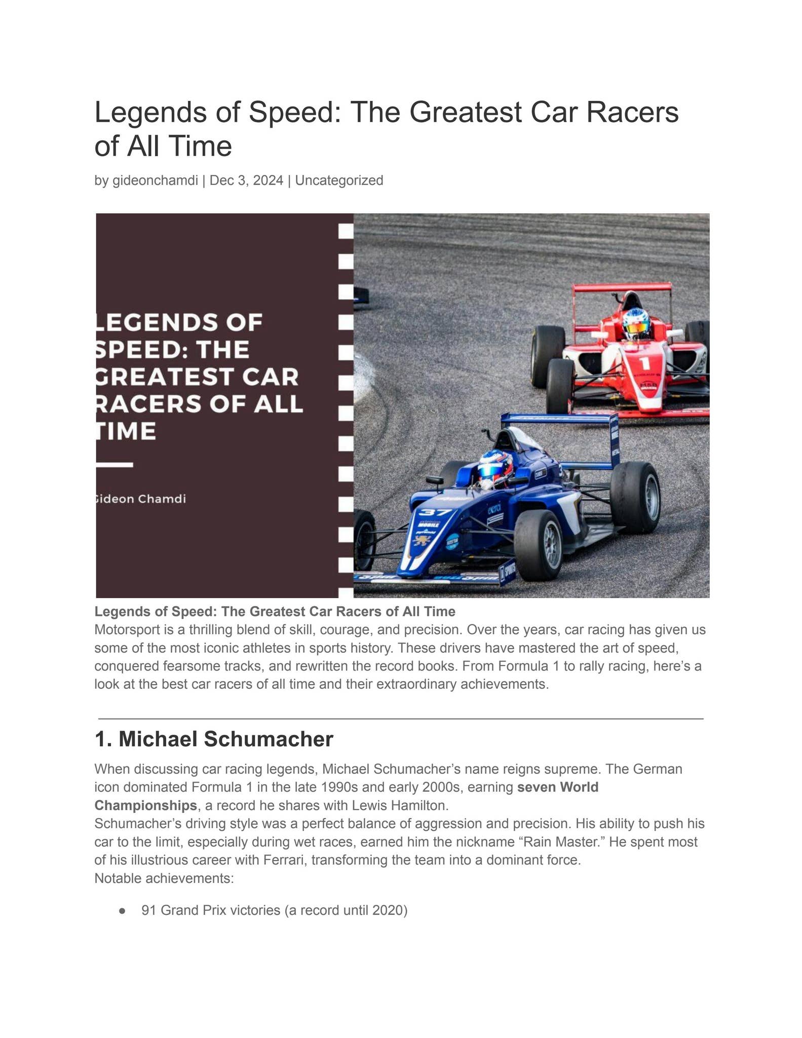Gideon Chamdi on Legends of Speed_ The Greatest Car Racers of All Time ...