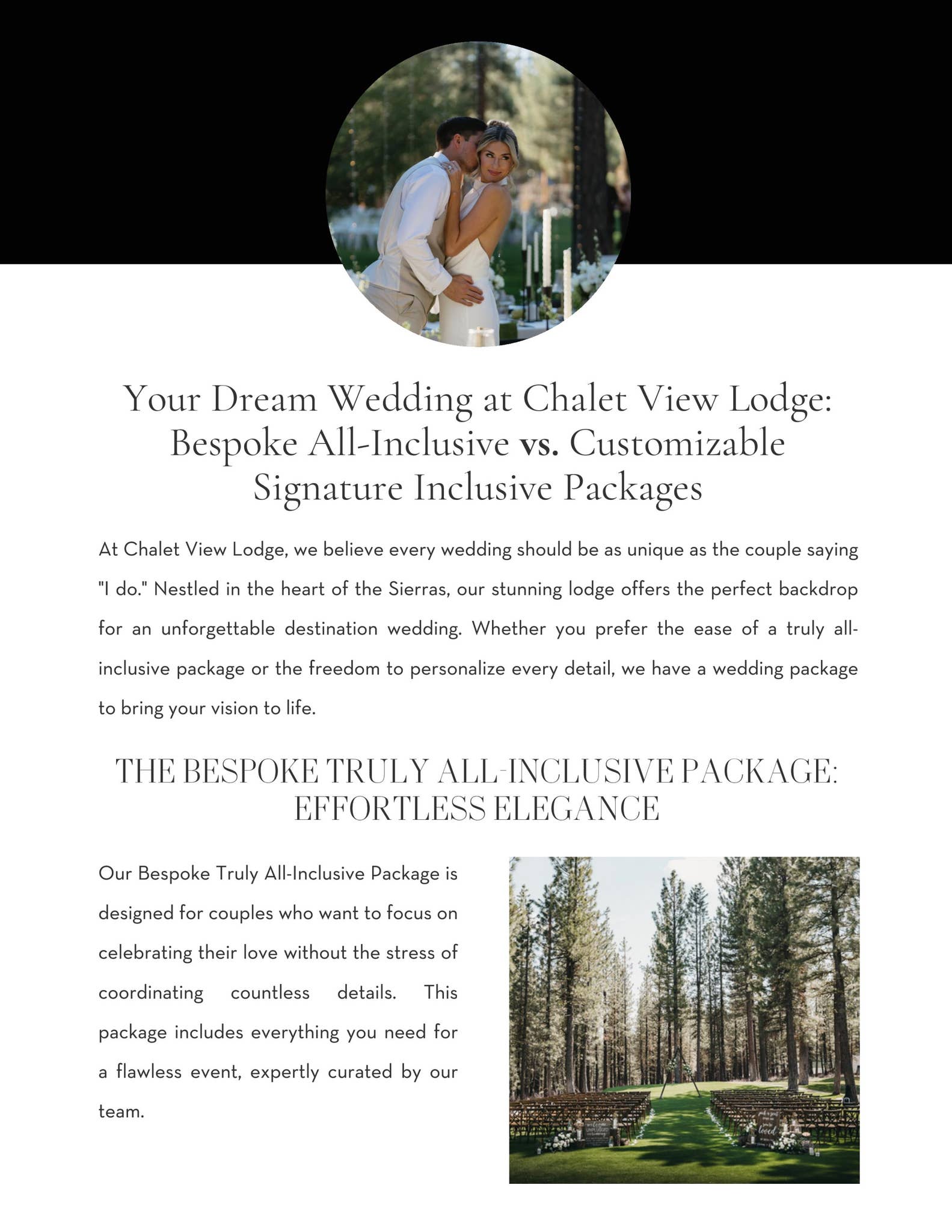 Your Dream Wedding at Chalet View Lodge: Bespoke All-Inclusive vs. Customizable Signature ...