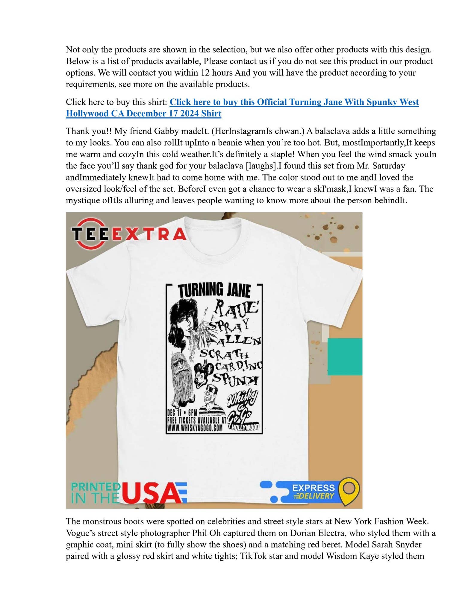 Teeextra - Official Turning Jane With Spunky West Hollywood CA December ...