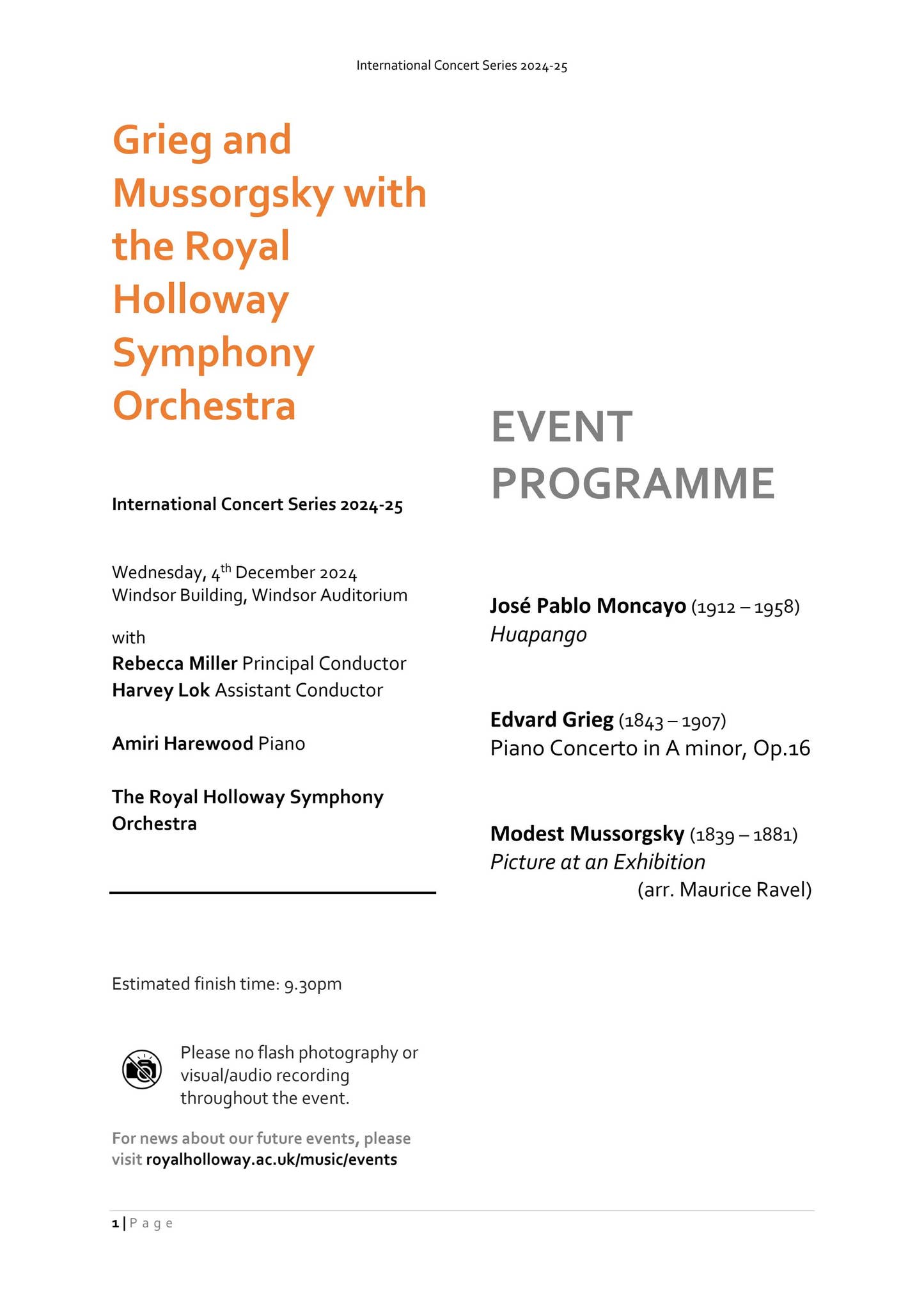 Grieg and Mussorgsky with the Royal Holloway Symphony Orchestra - 4 ...