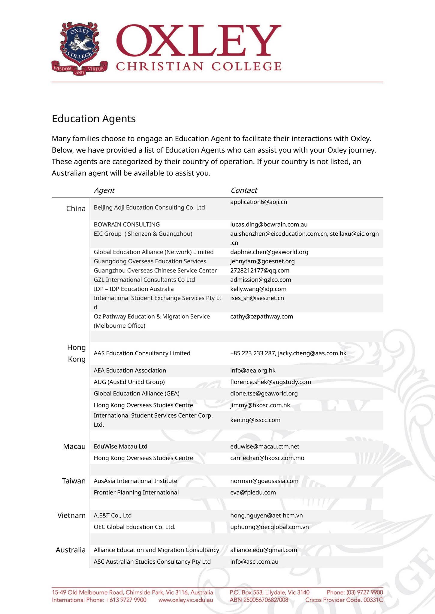 Education agents by Oxley Christian College - Issuu