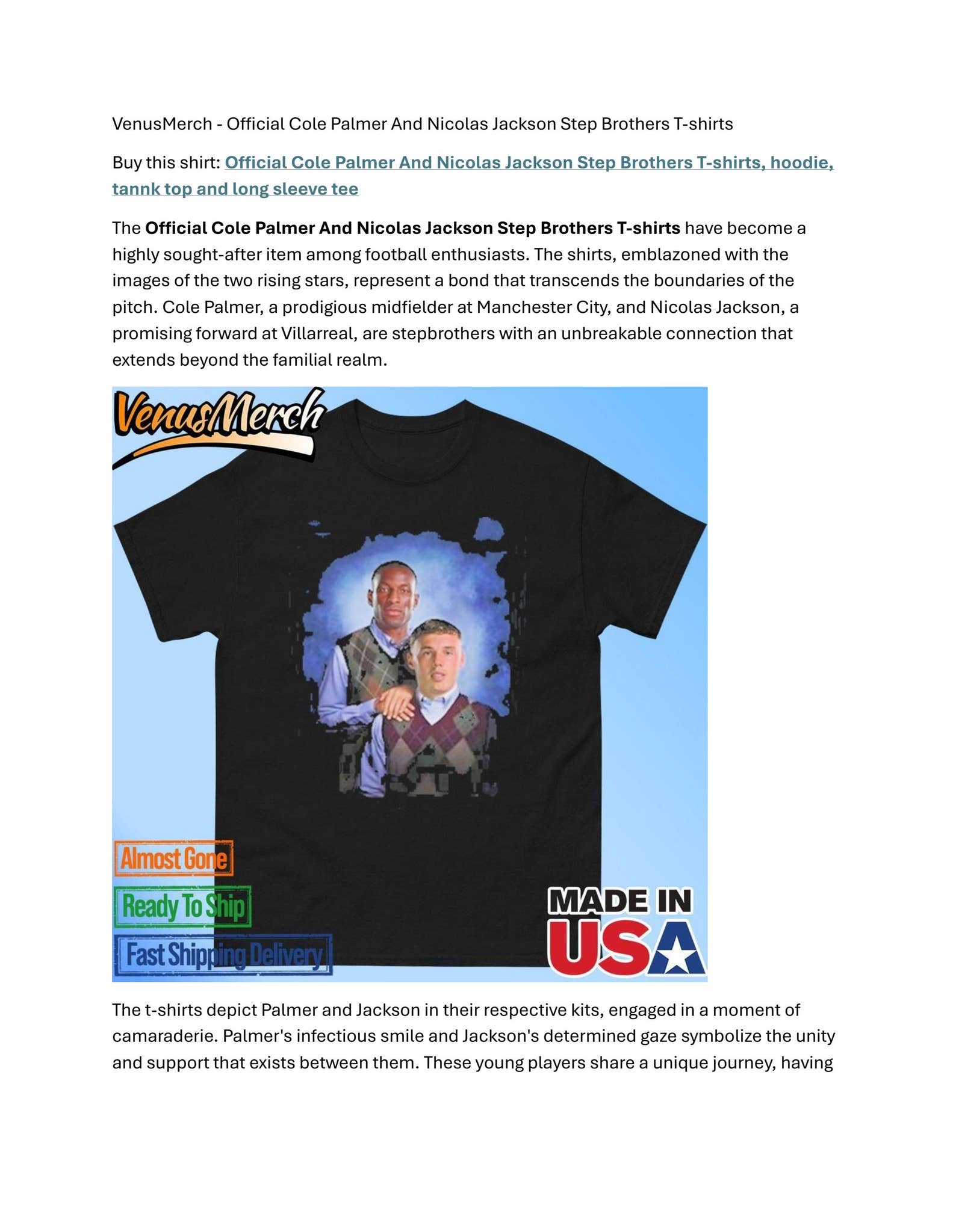 VenusMerch - Official Cole Palmer And Nicolas Jackson Step Brothers T ...