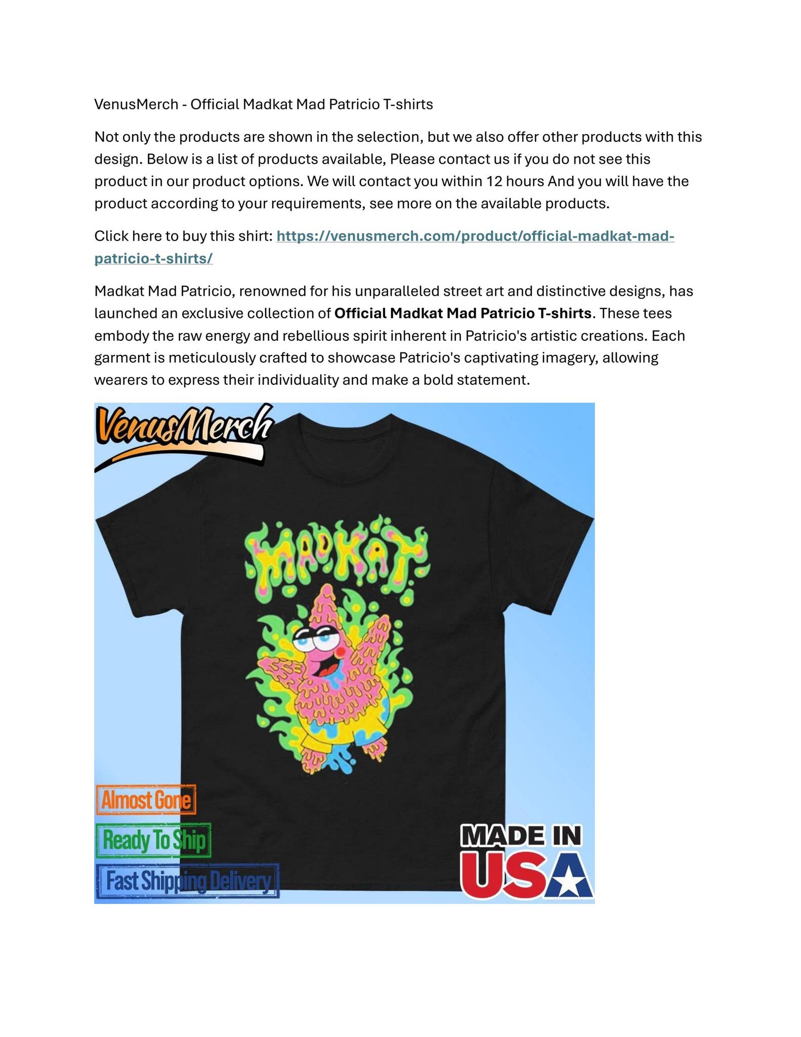 VenusMerch - Official Madkat Mad Patricio T-shirts by Venus Merch - Issuu