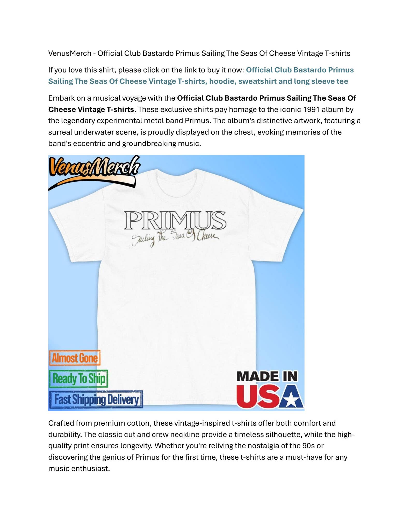 VenusMerch - Official Club Bastardo Primus Sailing The Seas Of Cheese ...