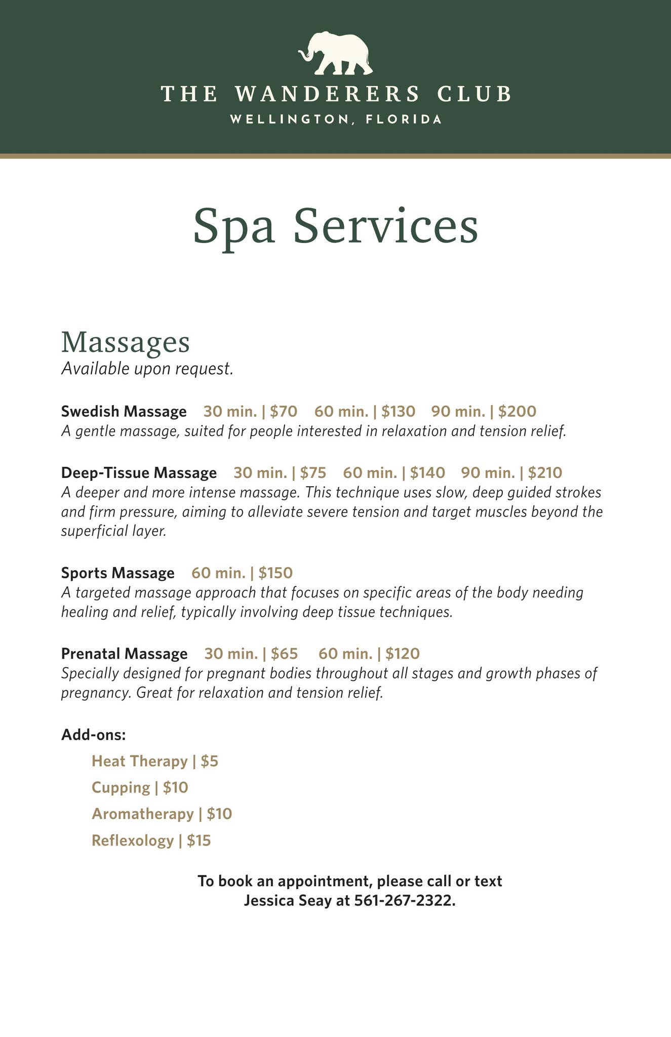 Wanderers Spa Menu by The Wanderers Club - Issuu