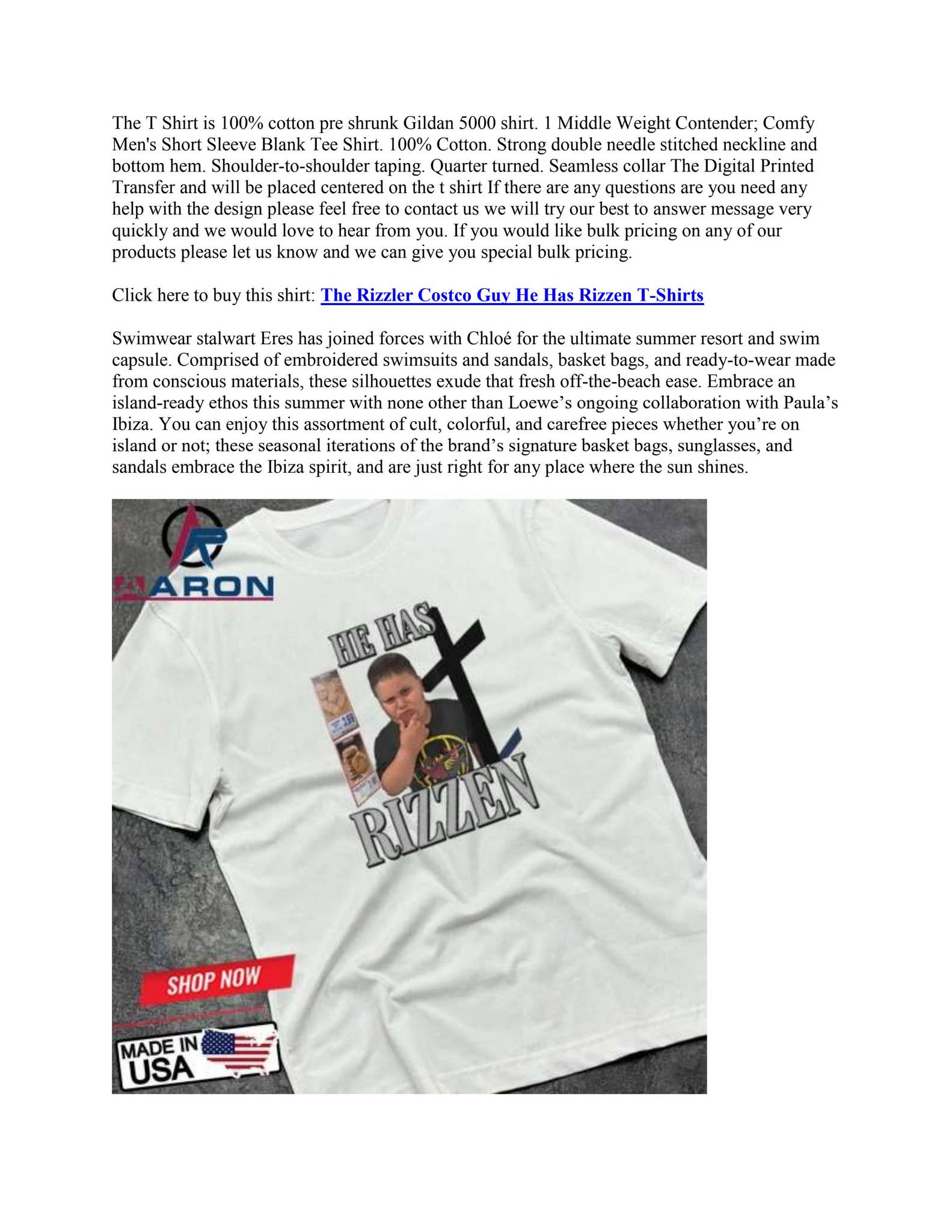 AaronShirt LLC - The Rizzler Costco Guy He Has Rizzen T-Shirts by Heli ...