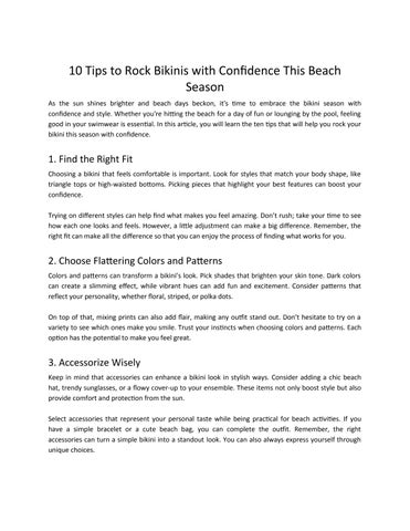 10 Tips to Rock Bikinis with Confidence This Beach Season by SANTANU ...
