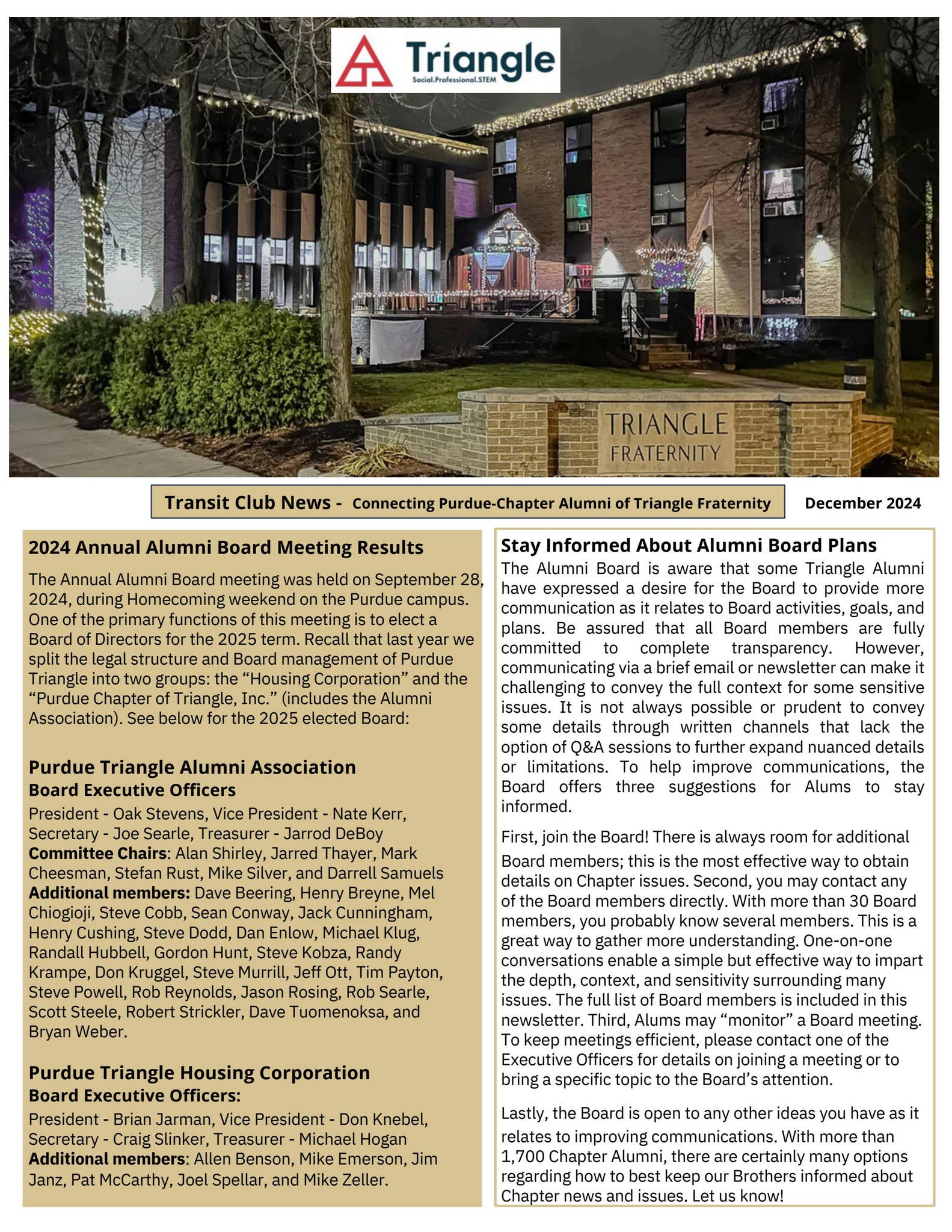 Transit Club News - Purdue Chapter Newsletter 2024 by Triangle ...