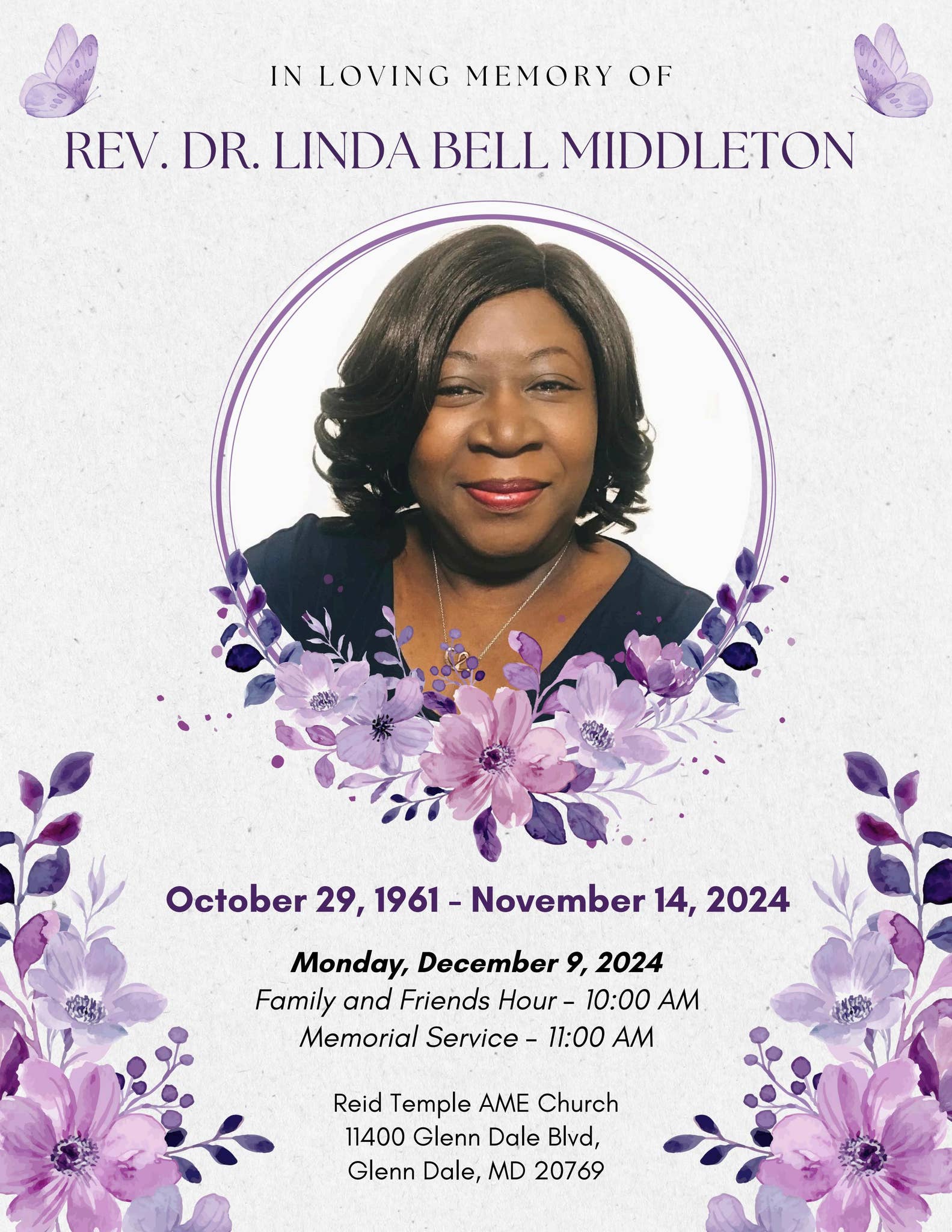 Rev. Dr. Linda Bell Middleton Memorial Service Program by Erica ...