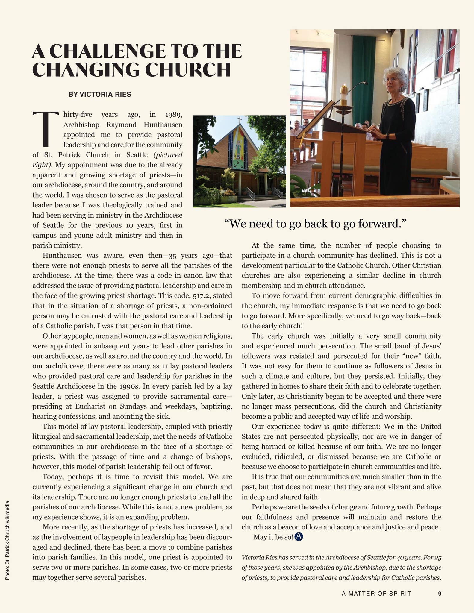 A Challenge to the Changing Church by Victoria Ries by Intercommunity ...