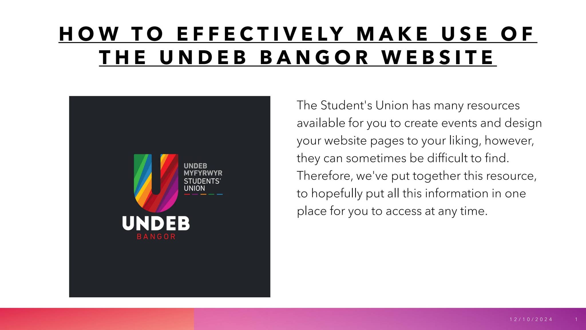 How to effectively make use of the Undeb Bangor website-Netwoks ENG-CYM ...