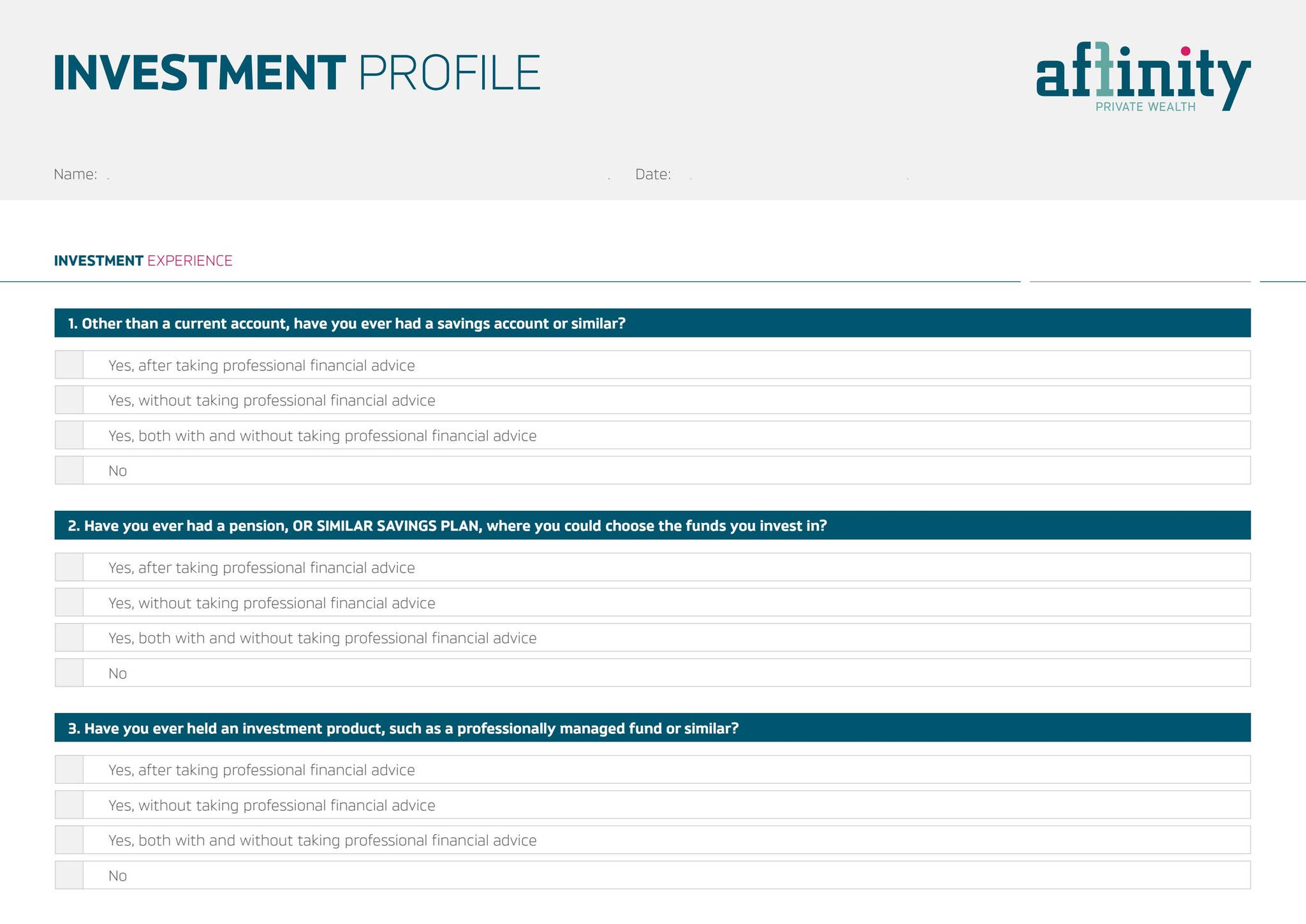 Investment Profile Questionnaire by affinitypw - Issuu