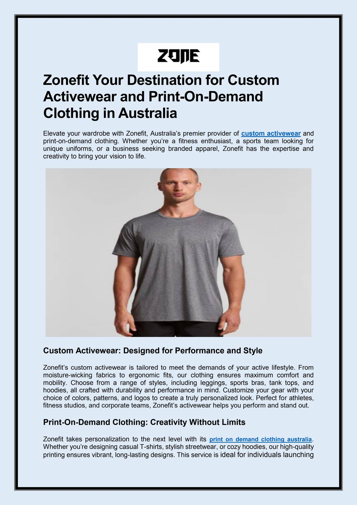 Zonefit Your Destination for Custom Activewear and Print-On-Demand ...