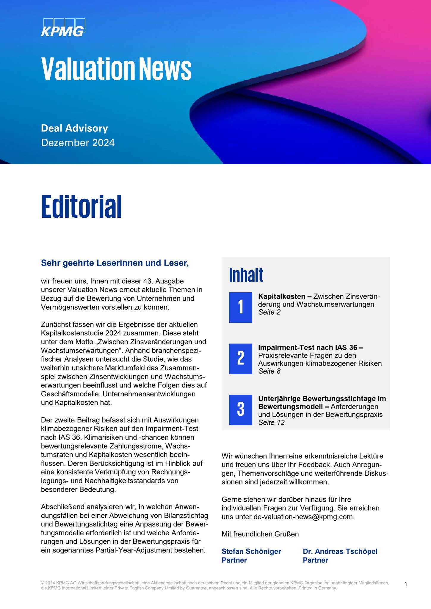 KPMG Valuation News Dezember 2024 by KPMG AG ...