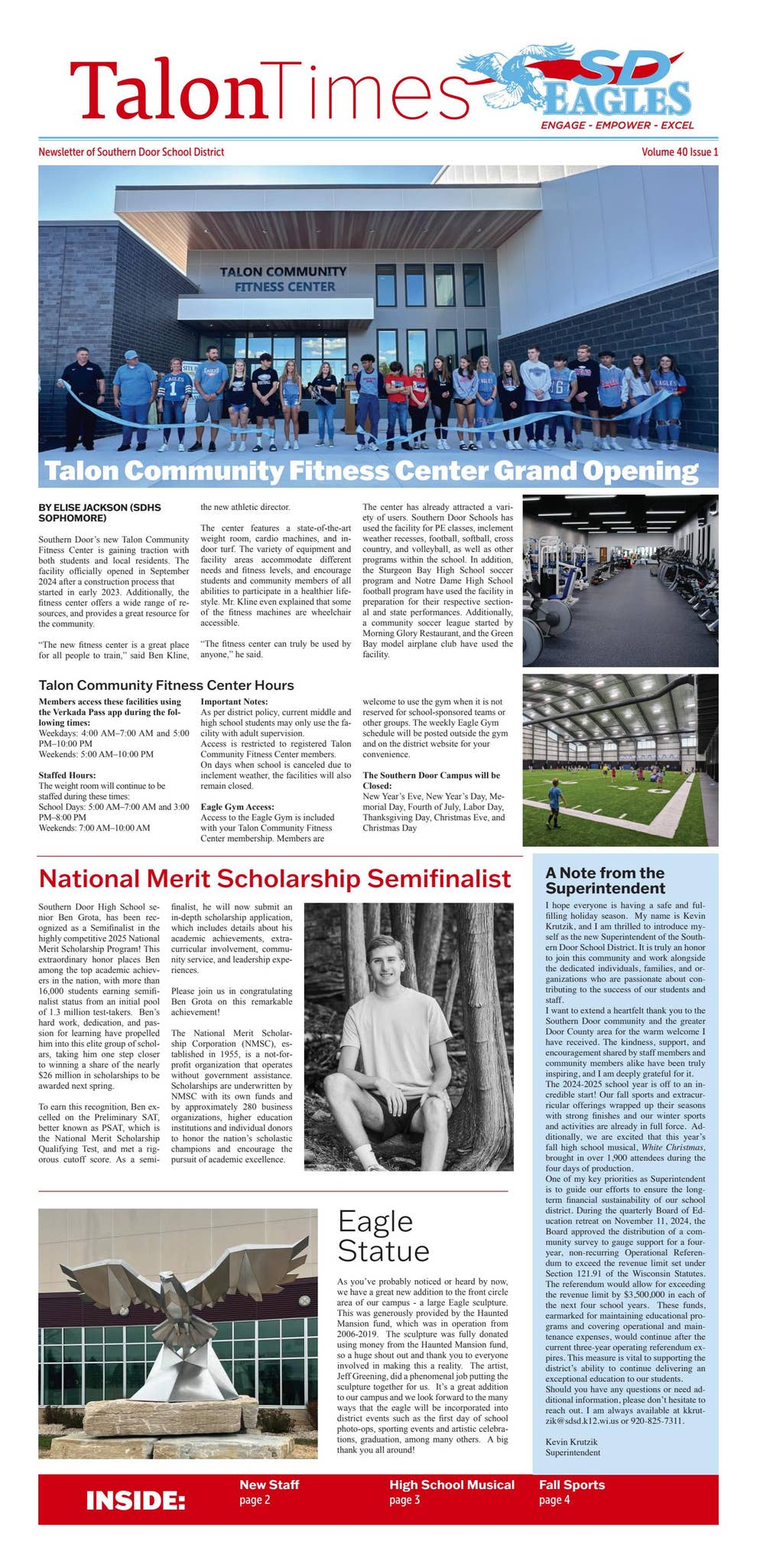 Talon Times • Newsletter Winter 2024 by Door County Pulse - Issuu